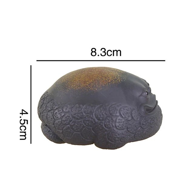 Трёхногая жаба из фиолетовой глины, украшение для чайного сервиза, статуэтка животного ручной работы, изделие для чайного сервиза, скульптура, подарочное украшение для чайного сервиза.