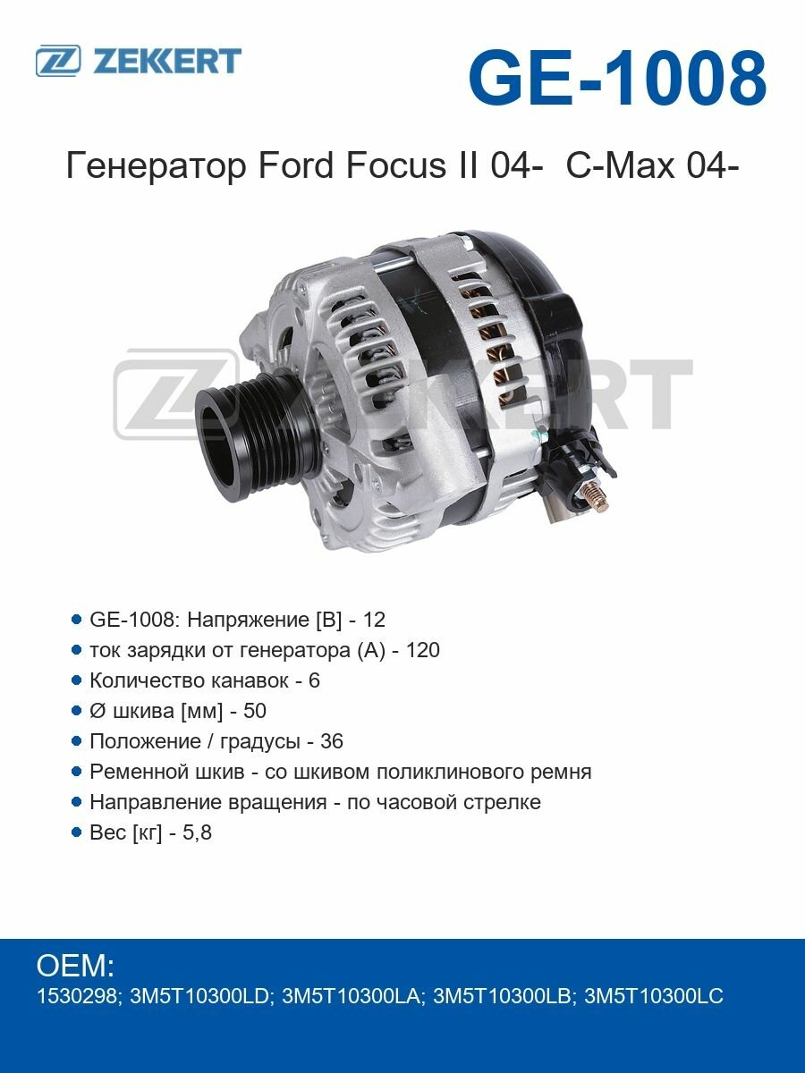 Генератор Ford Focus II с 2004 года, C-Max с 2004 года