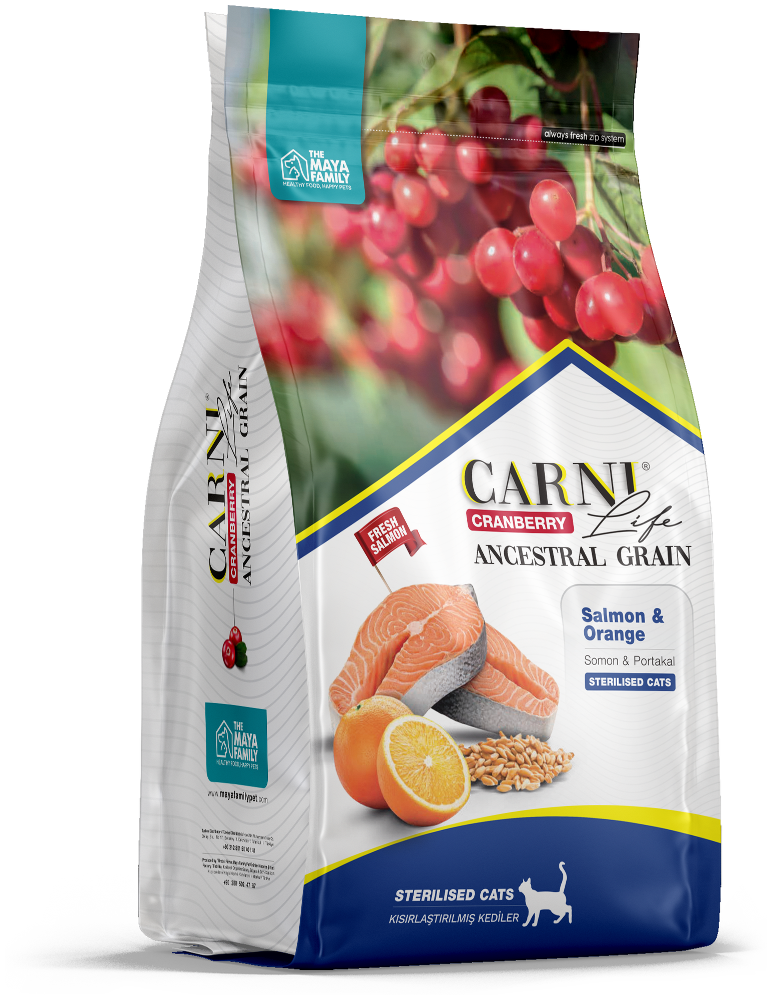 (срок до 12.03.2026)Сухой корм CARNI LIFE Sterilised для стерилизованных кошек с лососем, апельсином и клюквой 1,5кг