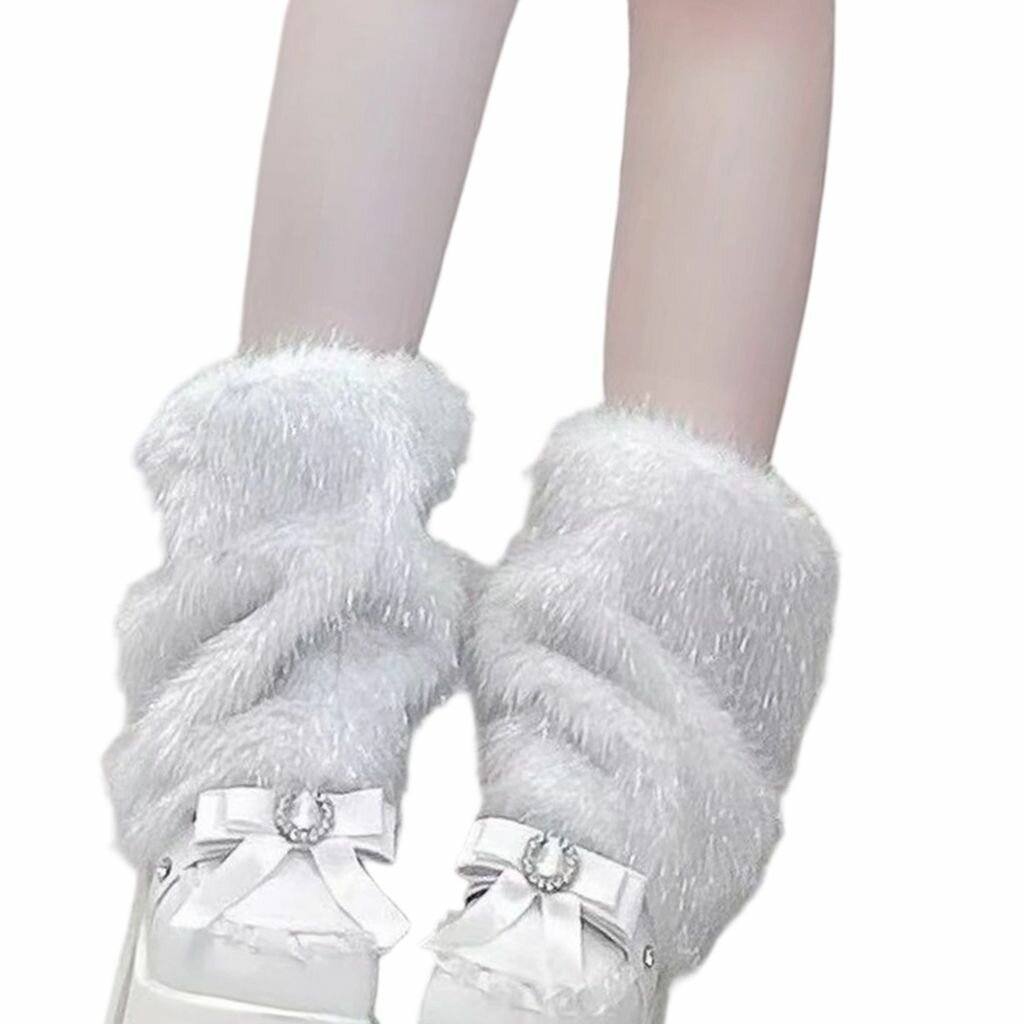 Осенние и зимние снегоступы с коротким блестящим чехлом для ног-белый