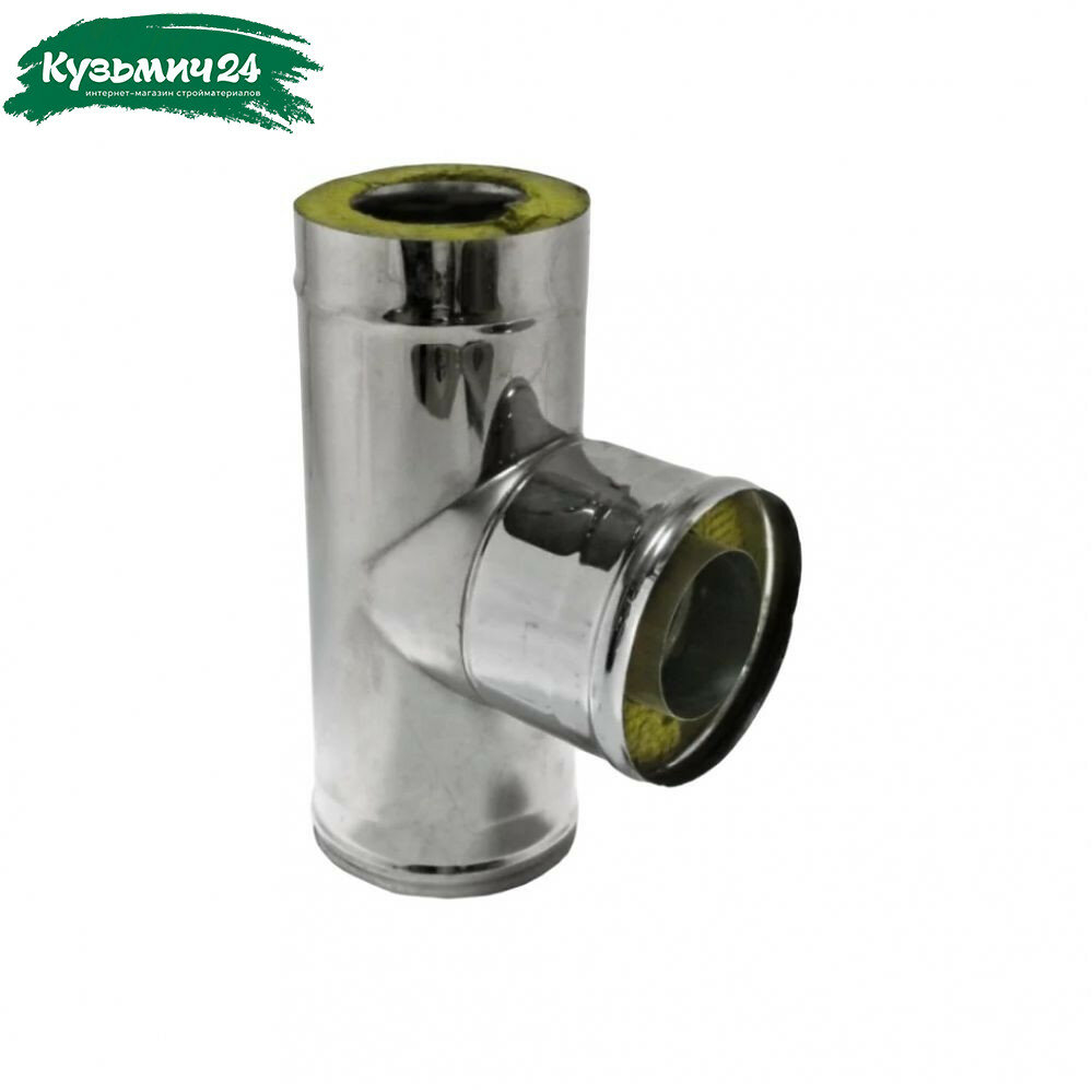 Тройник для дымохода Ferrum К d150х210, 90 гр, нержавеющая сталь 0.5 мм, сэндвич-конструкция, 1 шт