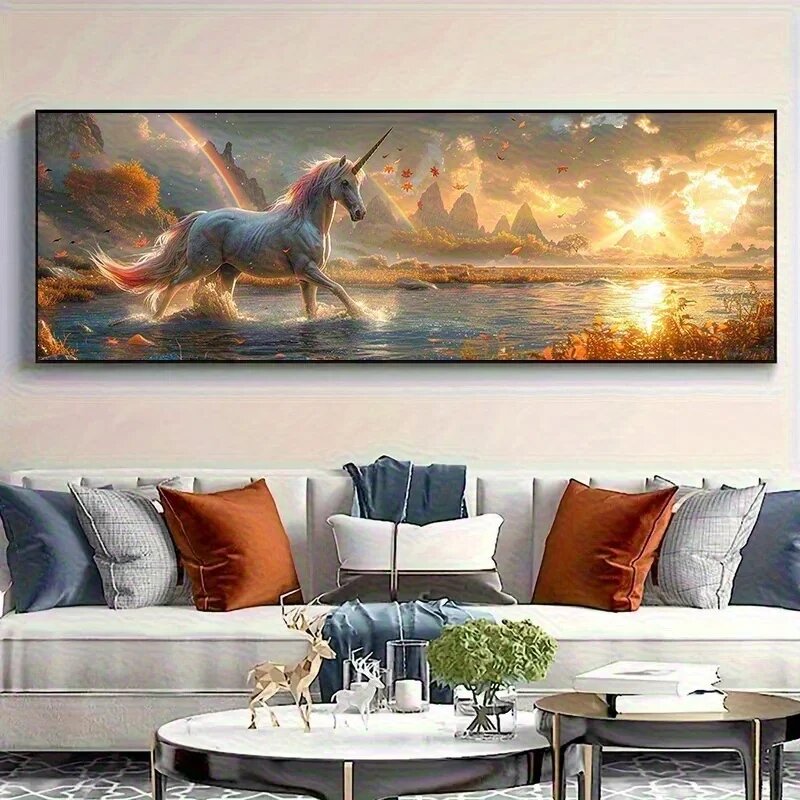 Алмазная вышивка "Единорог в пейзаже", 50x150 см