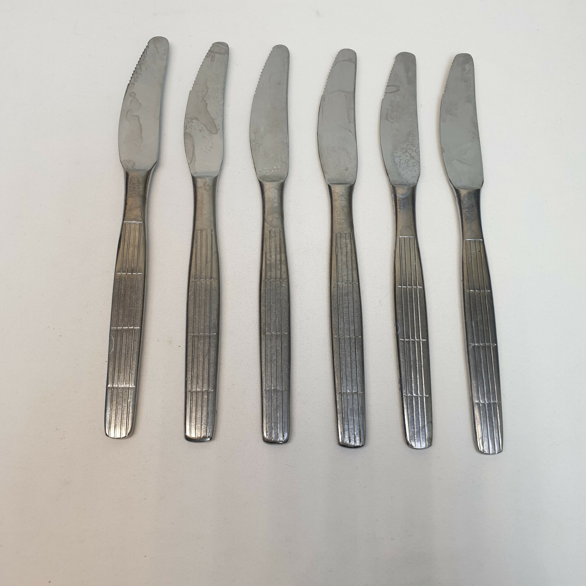 Набор столовых ножей ЗК 6 шт, нержавейка. Винтаж, СССР