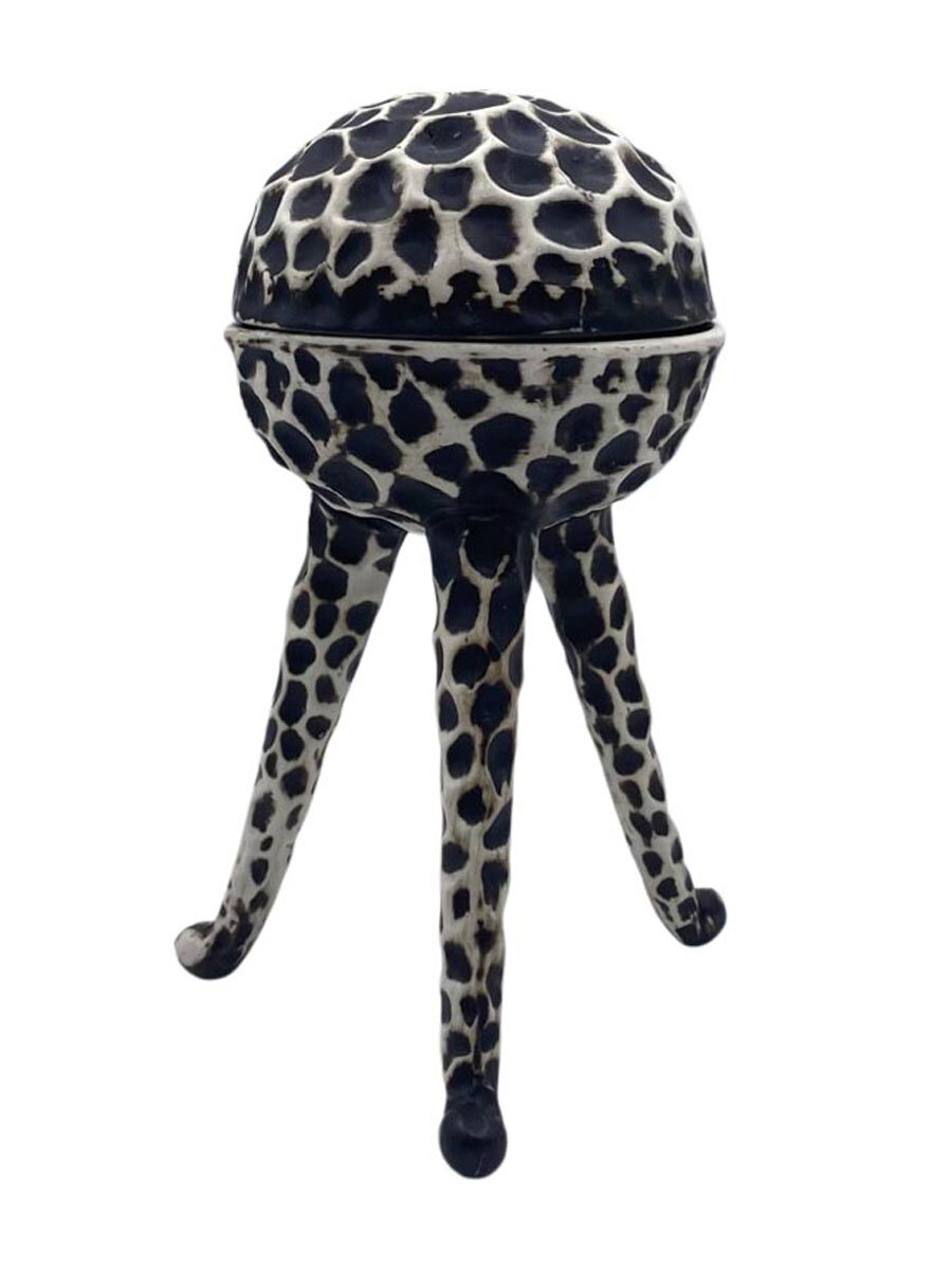 Салатник на ножках Kenai Ceramics PuraSangre, белый, черный, керамика Stoneware