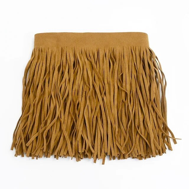 Бархатная бахрома из искусственной кожи Meetee 2 м 10cmX3mm, TF005-Camel17