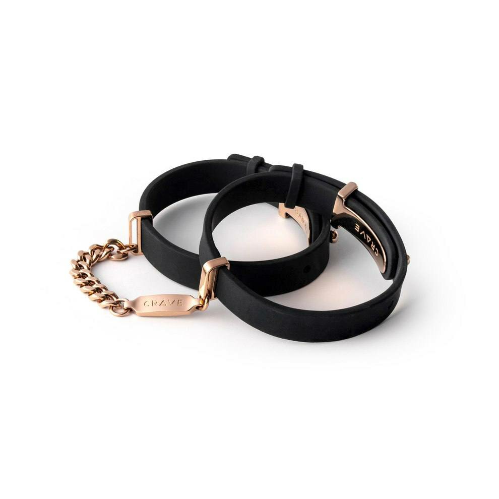 Браслет силиконовый Crave ID CUFFS, чёрный, с фурнитурой из нержавеющей стали Rose Gold