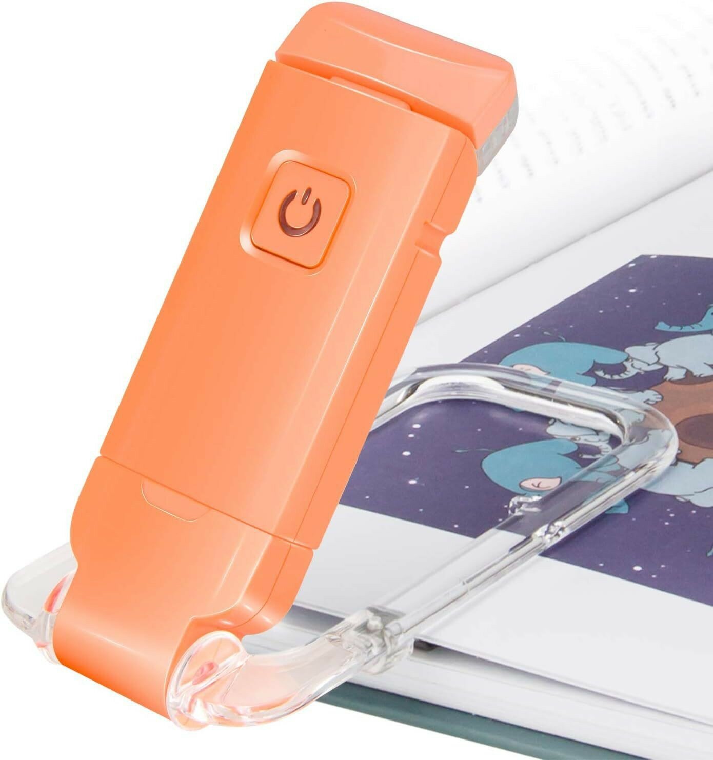Фонарик для чтения книг, с зажимом для струбцины, USB-питание, светодиодный, оранжевый
