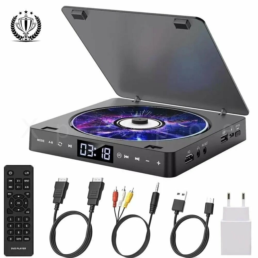 GM Портативный CD проигрыватель плеер с пультом управления WMA, CD, USB, MP3, Bluetooth, AVI, Домашний DVD-плеер высокой четкости
