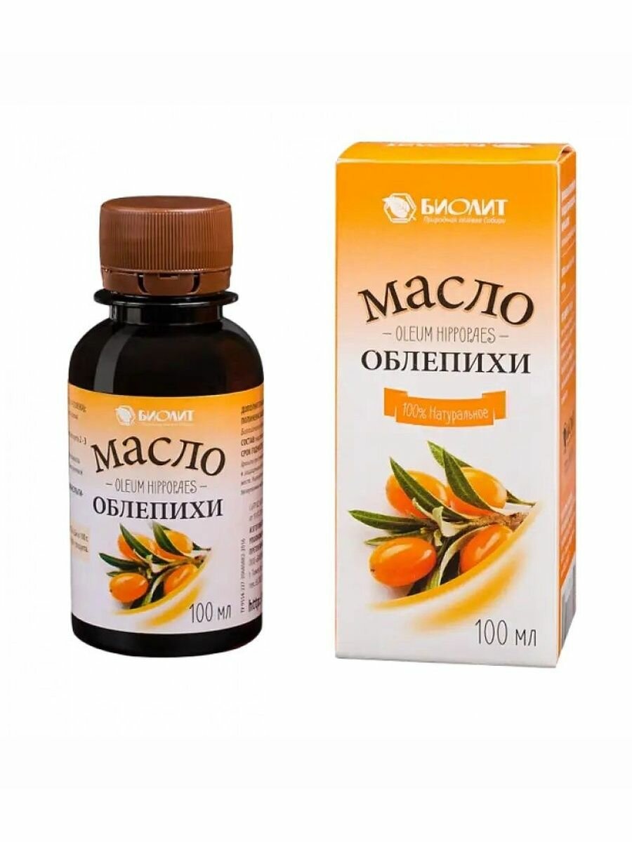 Облепиховое Масло Биолит, для желудка, сердца, кожи, гинекологии, 100мл