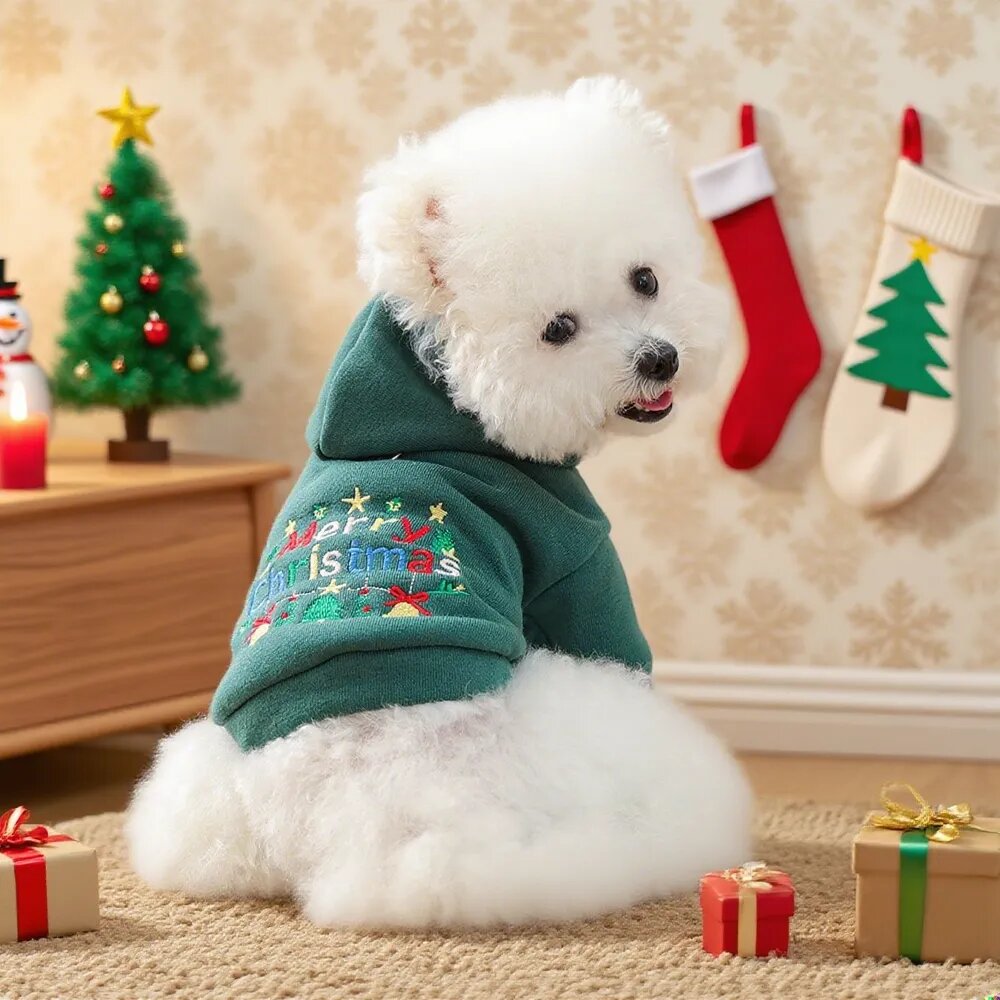 Рождественская одежда, CUTE DOG, которую могут носить домашние маленькие собаки, зеленая, высококачественная ткань, удобная и мягкая