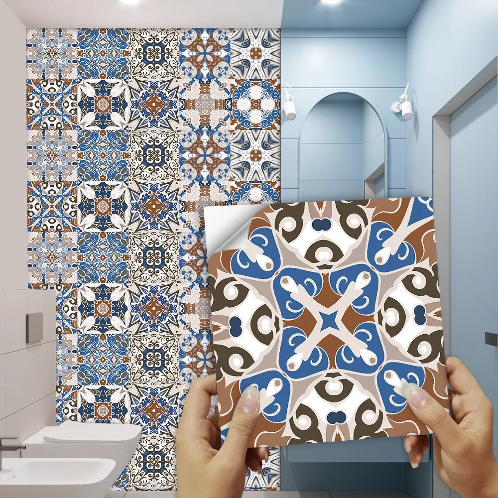 Самоклеящиеся обои под плитку ПВХ, 10x10/15x15/20x20 см, 10 шт, водостойкие, съемные, для кухни/ванной