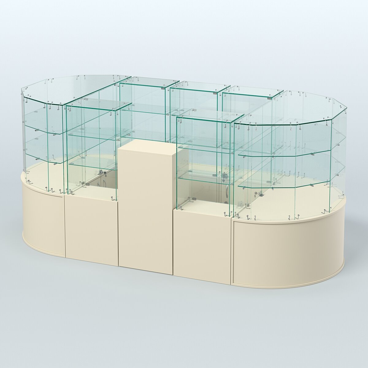 Круглый стеклянный островок-павильон серии кольцо овальный №2, Крем Вайс