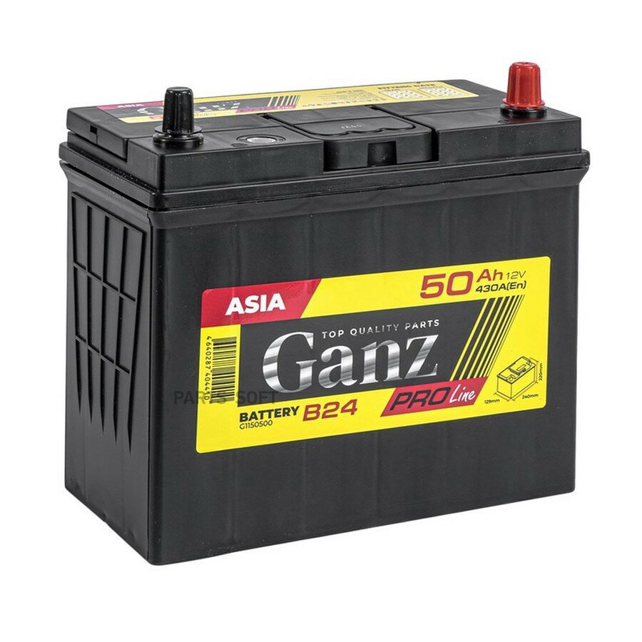 Аккумулятор GANZ PRO-Line JIS 50 Ач обратный R 2 от официального дистрибьютора, GANZ, артикул G1150500