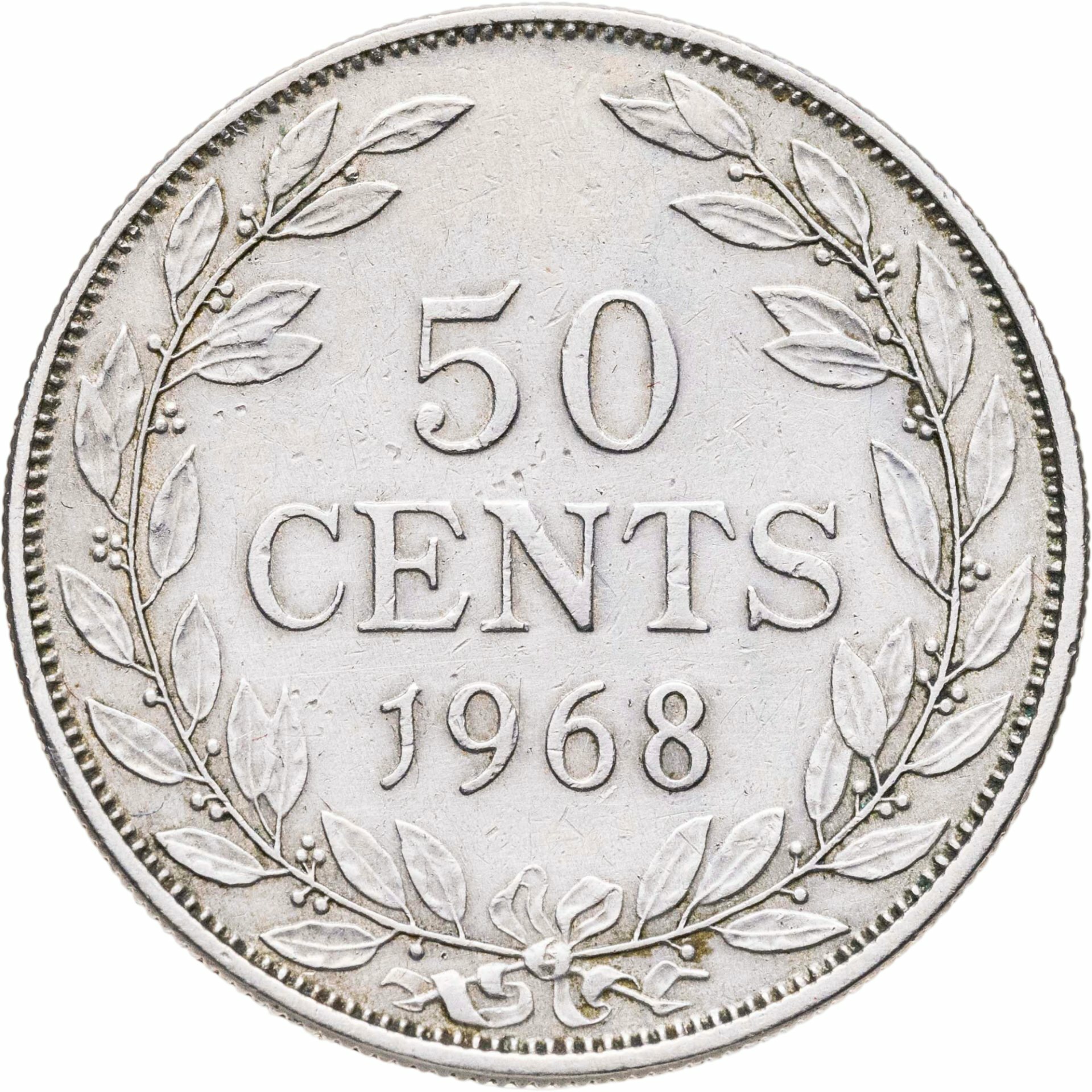 Либерия 50 центов cents 1968, Мельхиор медь-никель, в сохранности XF