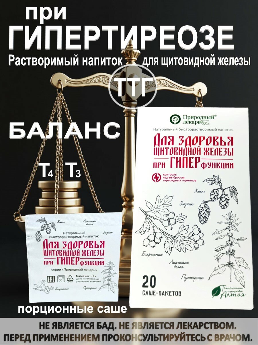 Фитокомплекс экстрактов трав Для здоровья щитовидной железы при гипертиреозе