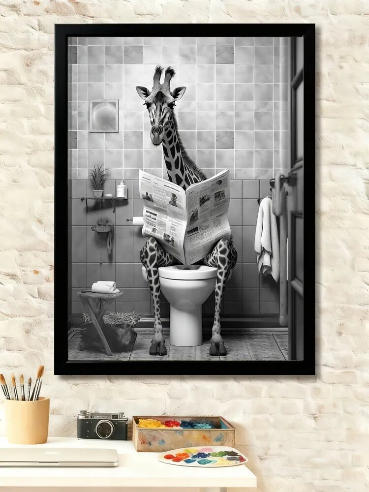 Постер "，Забавный декор ванной комнаты", 40 см х 30 см