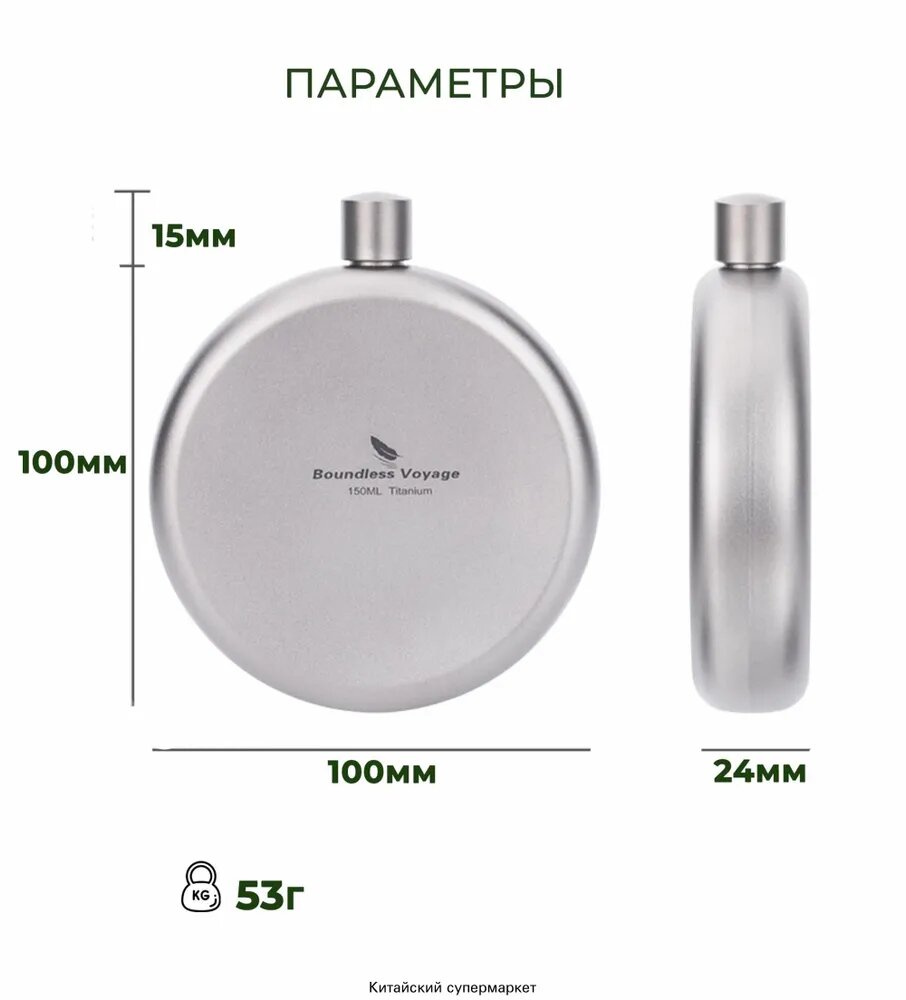 Фляга Boundless Voyage 150 мл серый титан с аксессуарами - компактный набор для путешествий — фото 1