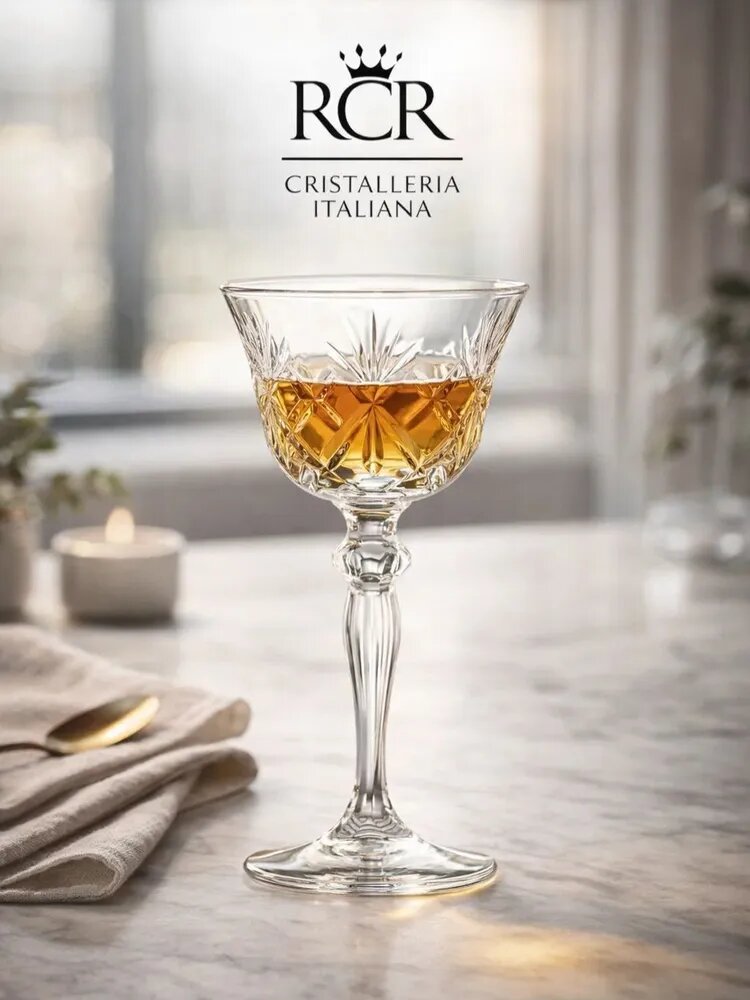 Бокалы для коктейлей, подарочный набор RCR "Style Melodia" 2 шт, 160 мл. Хрустальное стекло. Италии