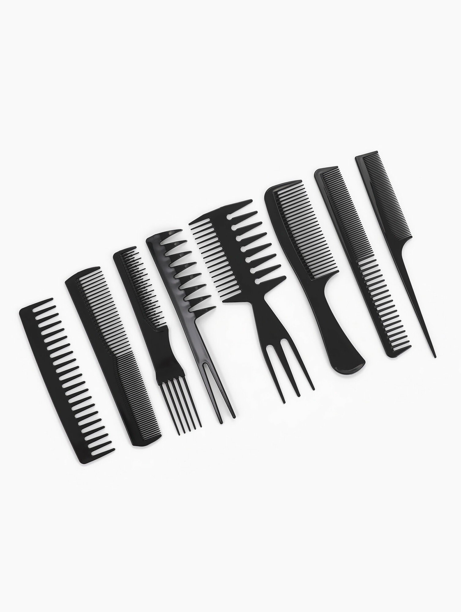 Набор расчёсок, 8 предметов, чёрный, тип расчёски: двусторонняя