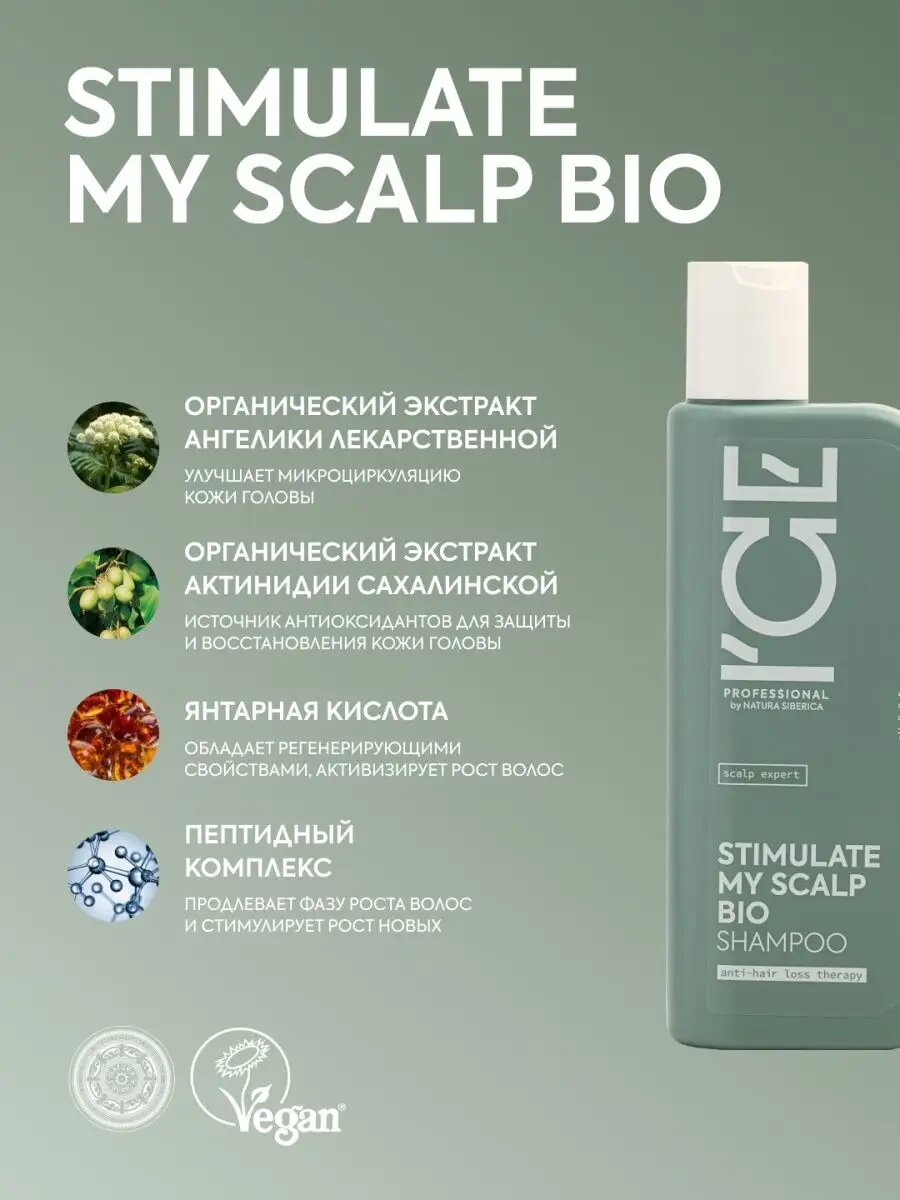 ICE Professional by Natura Siberica Укрепляющий Шампунь для стимуляции роста волос 250 мл Scalp Expert