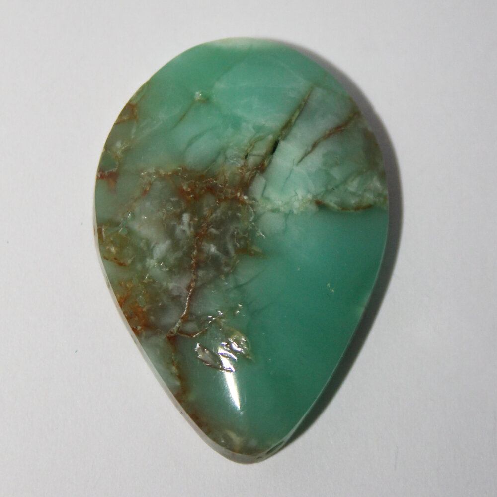 Кабошон Хризопраз, ювелирная вставка, 34х24х3 мм, Казахстан, "True Stones"