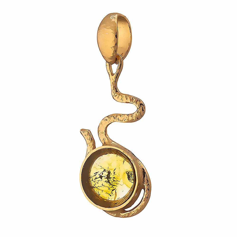 Подвеска, серебро, 925 проба, янтарь