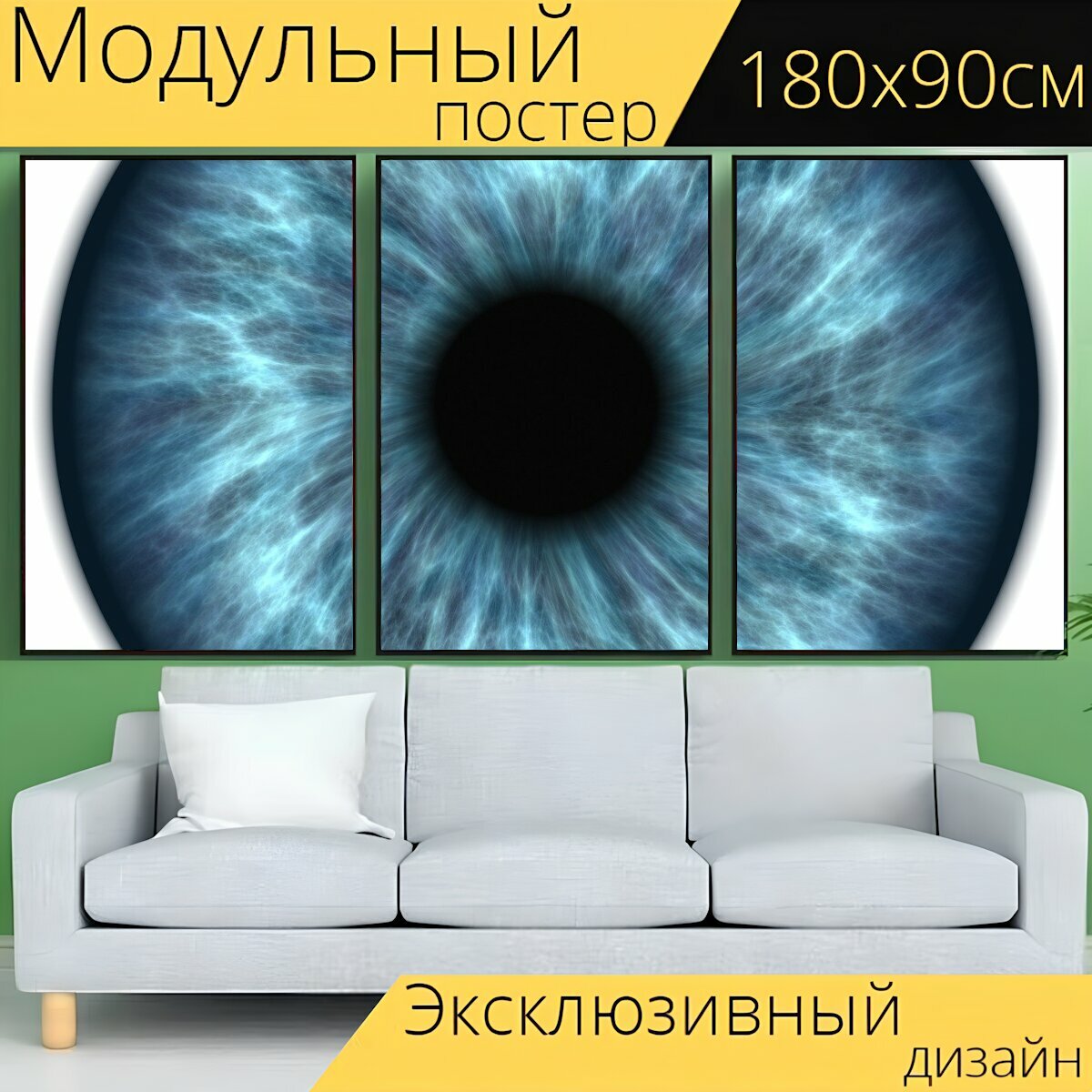 Модульный постер "Глаз, ирис, зрение" 180 x 90 см. для интерьера на стену в тубусе