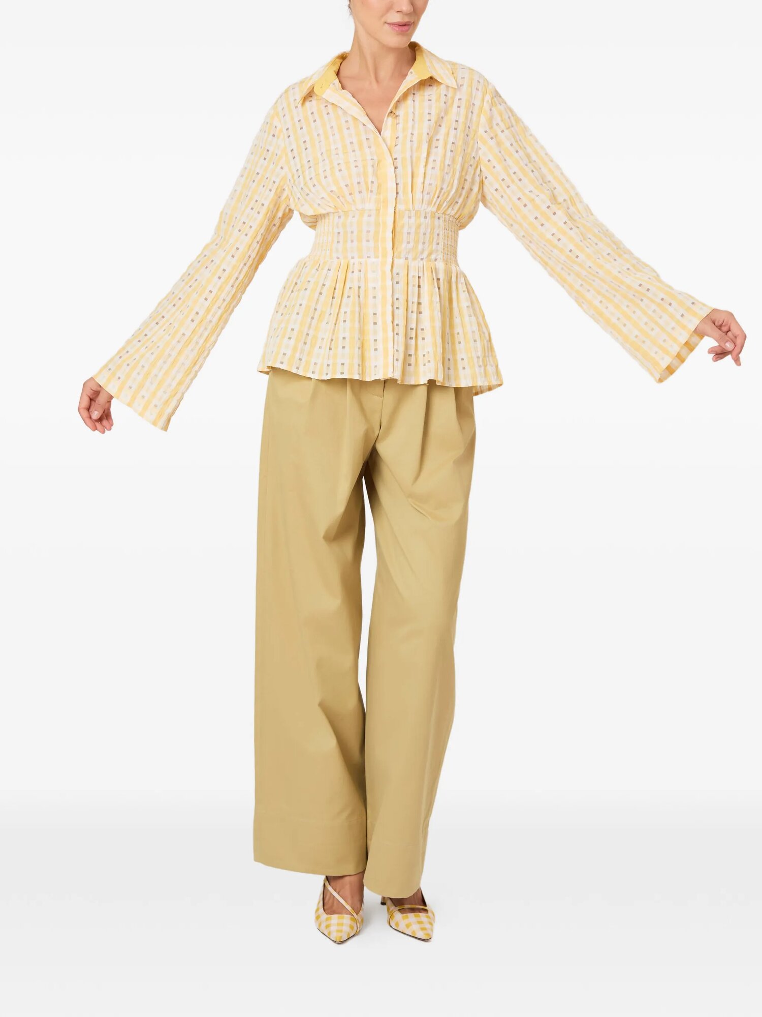 Рубашка Rosie Assoulin Checked shirt, размер 2, желтый — фото 1