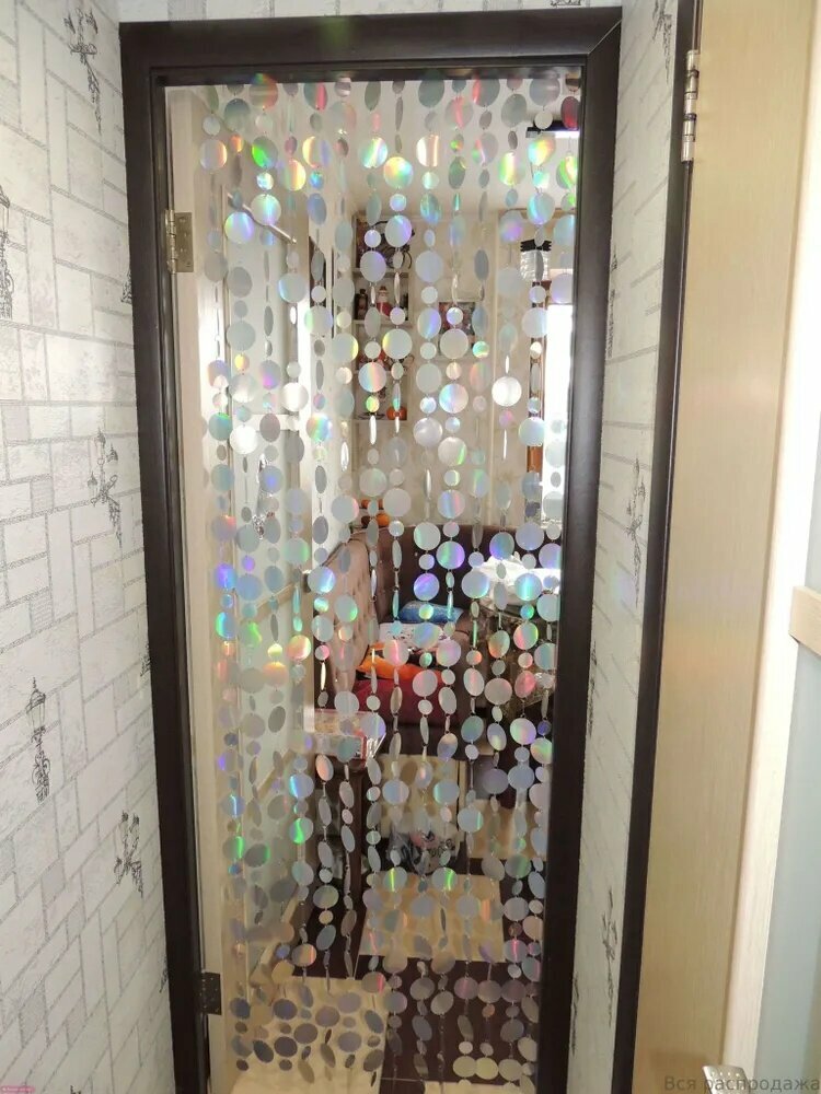 Занавеска на дверь из бусин белый, перламутровый