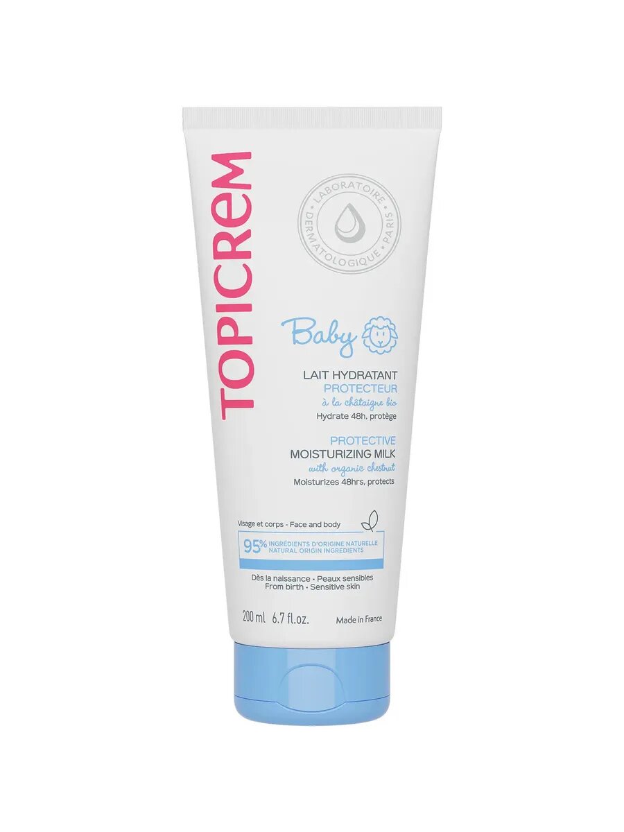 Молочко Topicrem "Baby", увлажняющее, гипоаллергенное, для тела, для новорожденных, 200 мл