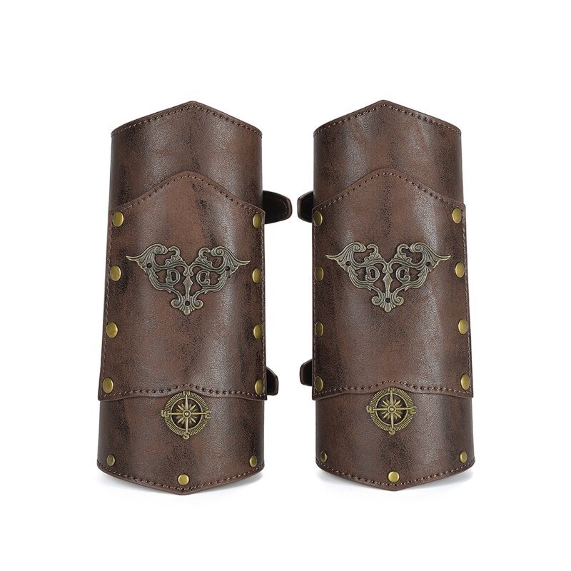 1 Пара Взрослых Нарукавников Из Искусственной Кожи В стиле Панк, Широкие Наручи Для Стрельбы Из Лука, Рукавица