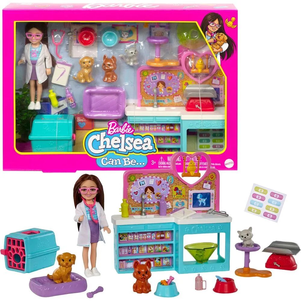 Hабор игровой Barbie Chelsea Ветеринар с животными и аксессуарами Челси, HGT12