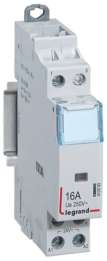 Legrand 412503 Контактор CX3 - 2П - 250 В - с катушкой 24 В - 16 A - 1 Н. О + 1 Н. з. - 1 модуль