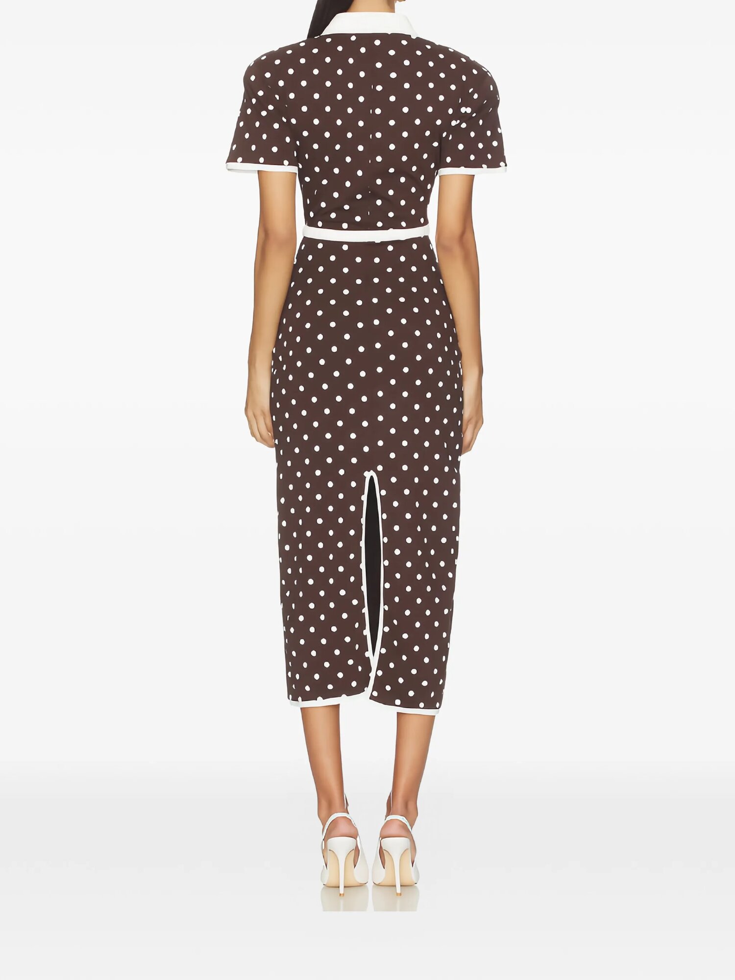 Платье ROWEN ROSE Polka-dot belted dress, размер 40, коричневый — фото 1