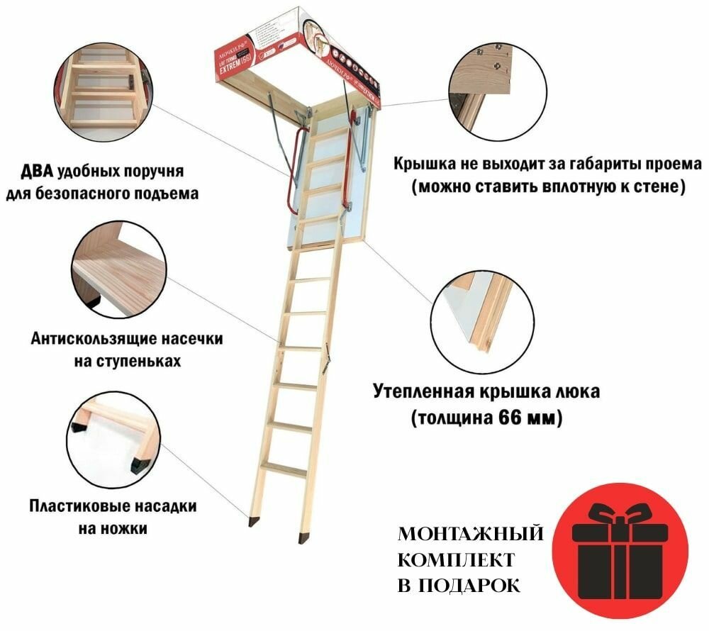 Чердачная лестница LRF Termo Extrem 66 mm 700*1200*2800 (70*120 см)
