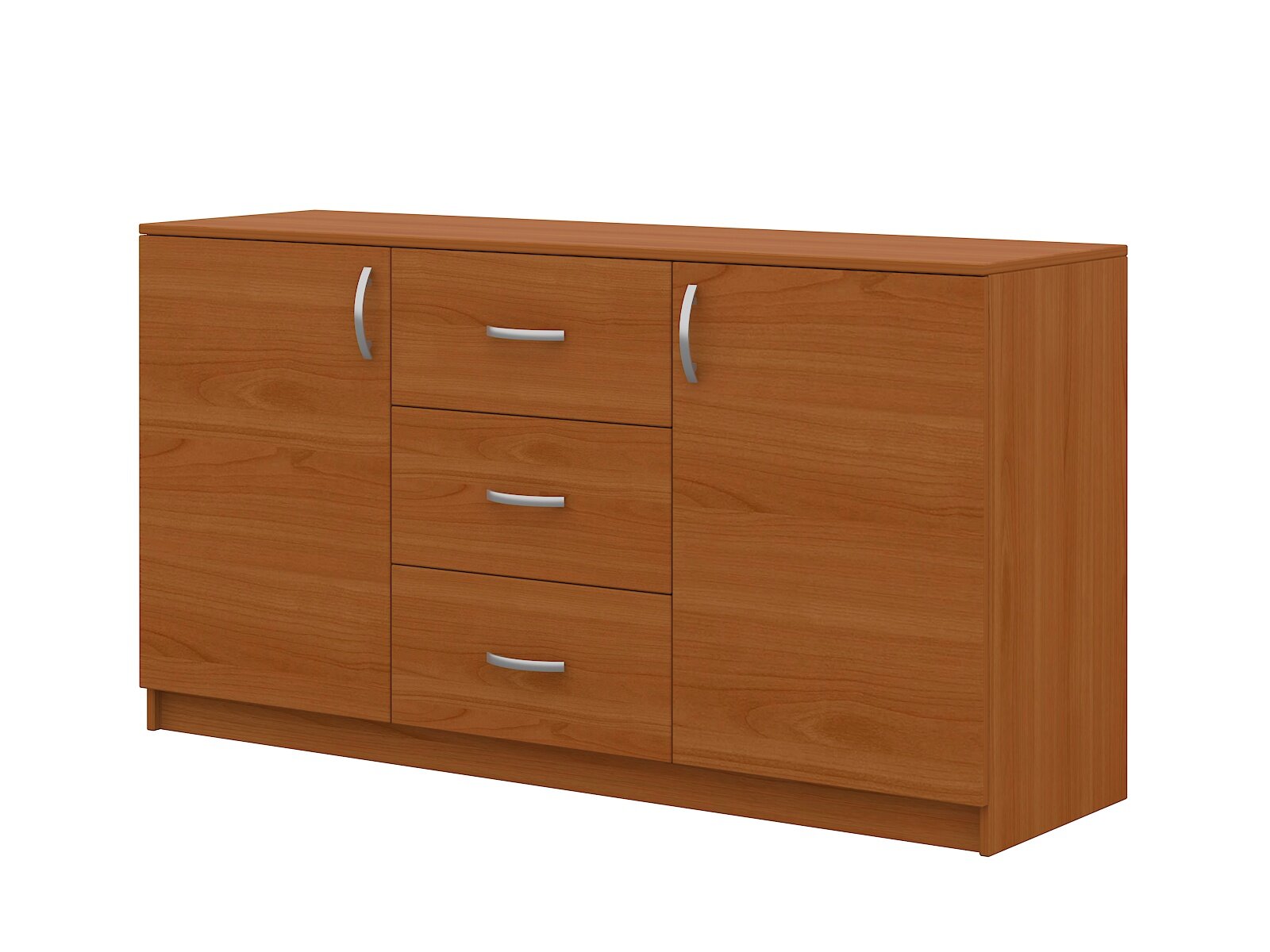Комод "колизей" КД-1/5 вишня оксфорд, (ШхГхВ) (1400х430х850)мм, шариковые направляющие, 3 ящика, 2 дверки, 2 полки