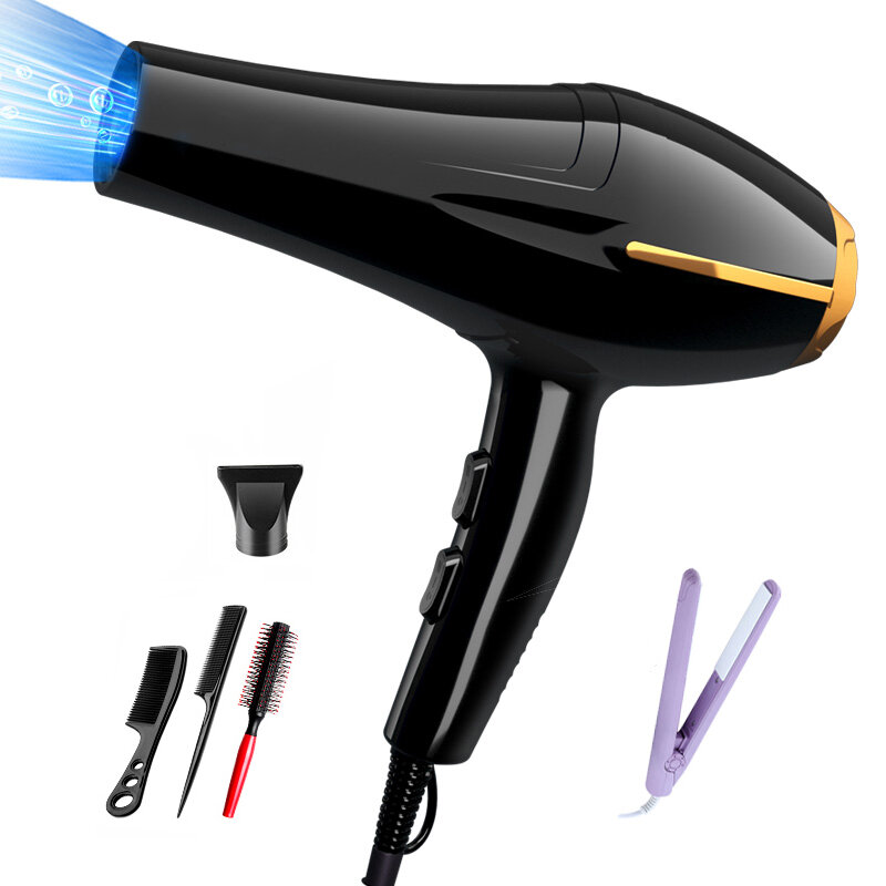Фен унисекс XINBAILU 1000W Z 8838, Black Gold Electric Blowing Air Four+Hair Straightener