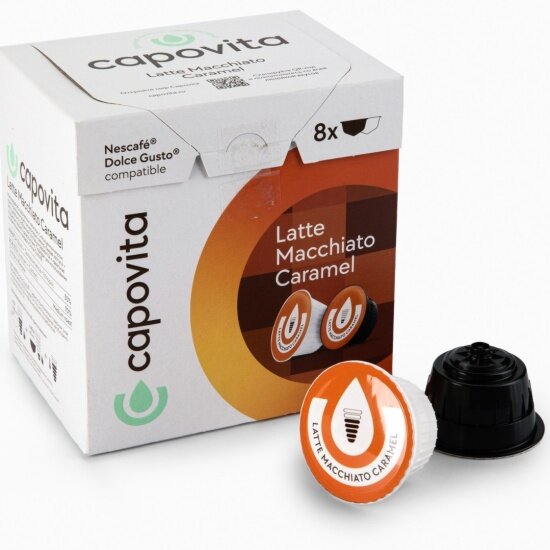 Кофе в капсулах Capovita Latte Macchiato Caramel, 16 капсул (для кофемашин Dolce Gusto)