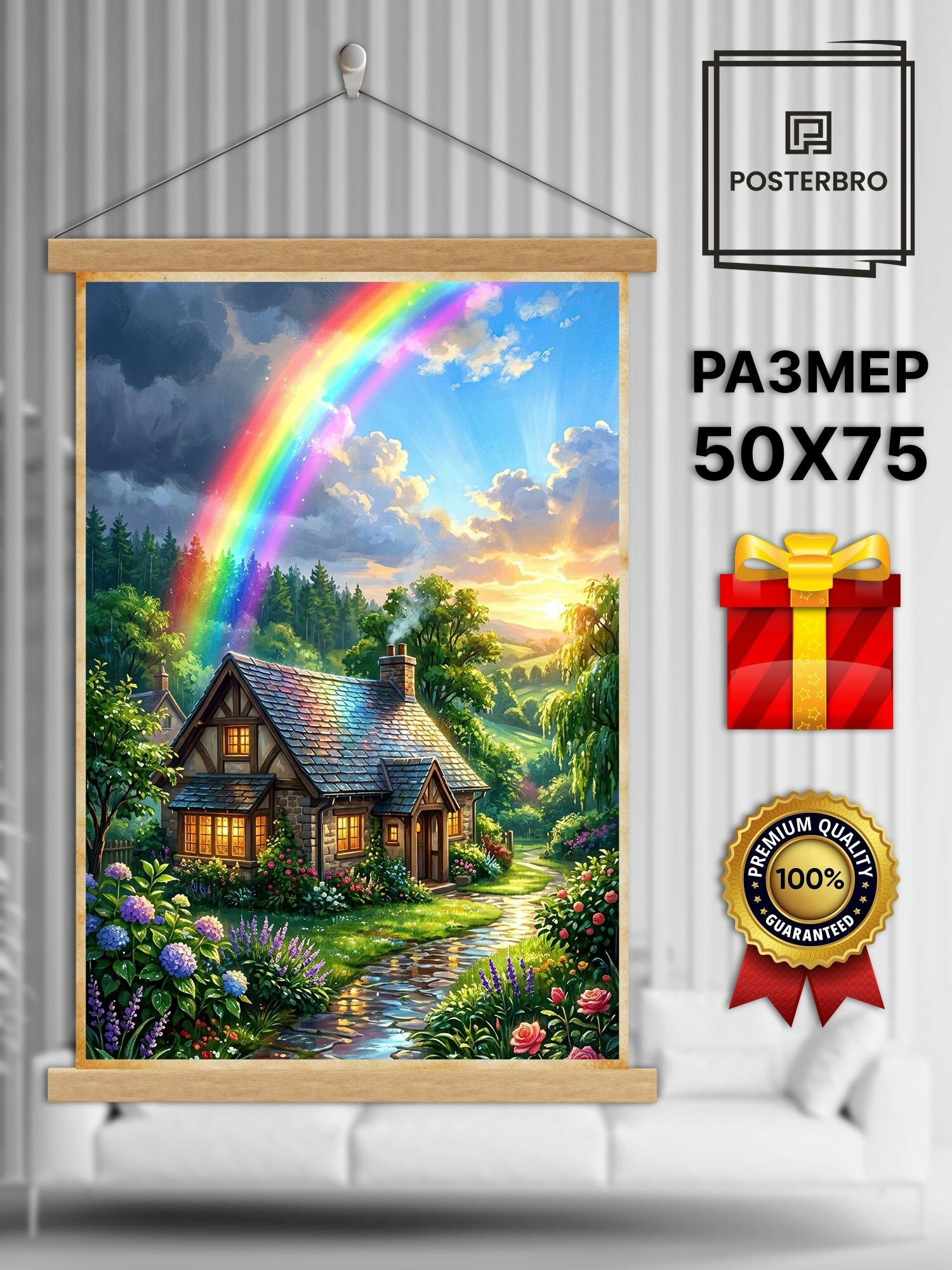 Постер на стену Posterbro в рамке 50х75 "Сказочное место" интерьерный