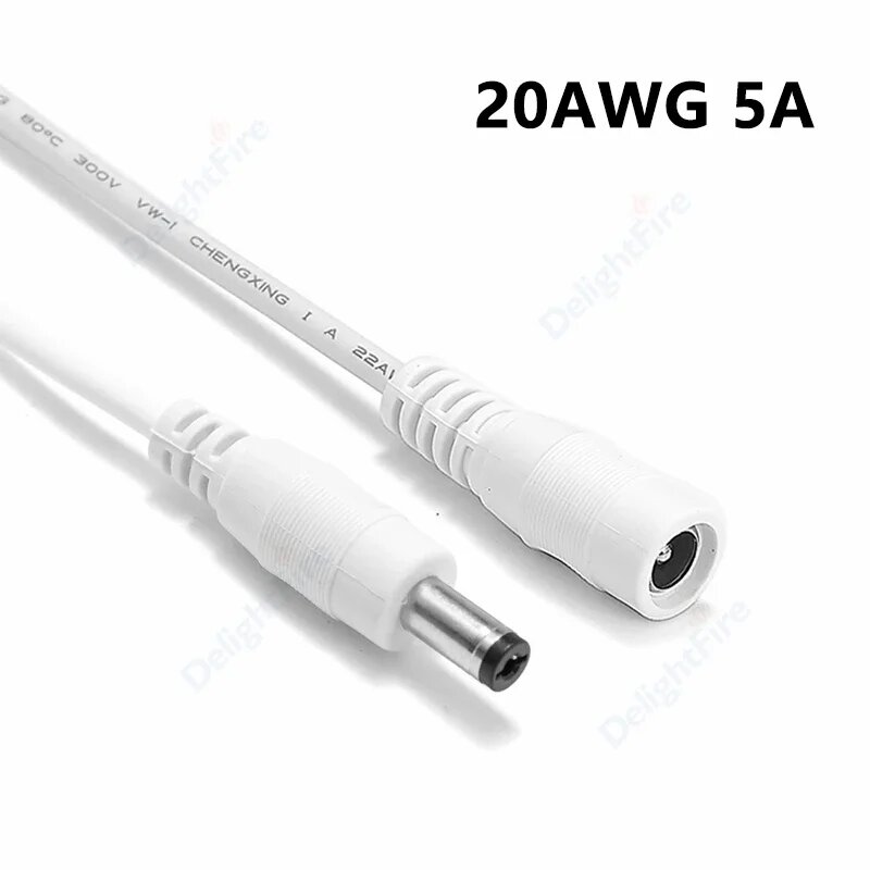 DelightFire DC extension cable 1pcs, 1m, 20AWG white