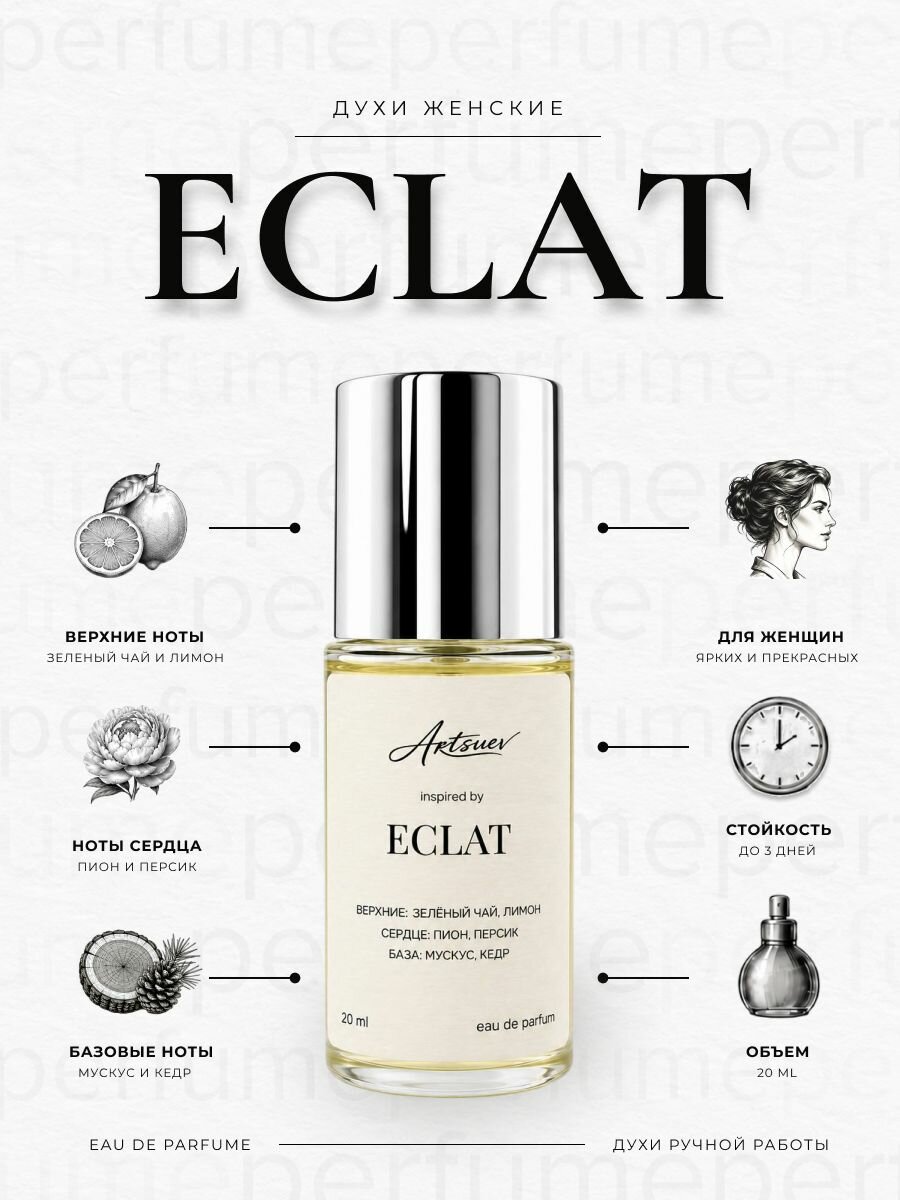 Духи стойкие женские Eclat Эклат 20мл для женщин глубокий аромат
