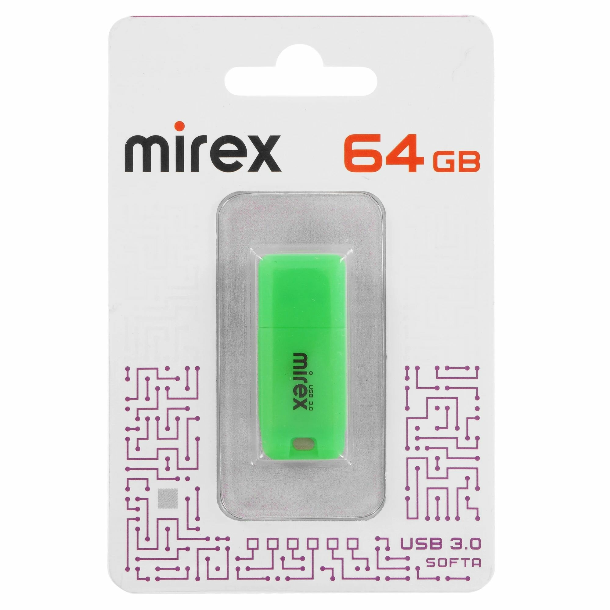 Память USB Flash 64 ГБ MIREX Softa (13600-FM3SGN64) - USB3.2, USB Type-A, чтение до - 138 МБ/с, запись до - 73 МБ/с