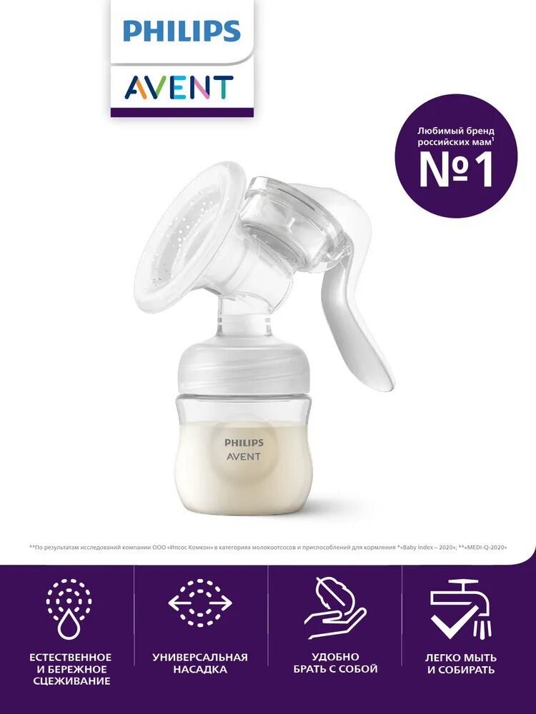 Ручной молокоотсос с бутылочкой Philips Avent SCF441/01 в роддом, портативный, механический