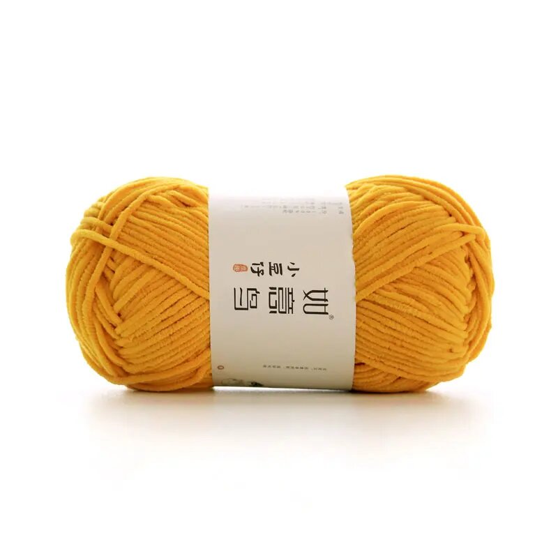 Полиэстерная пряжа Синель 2 мм, 50 г для вязания Желтый, Color 40
