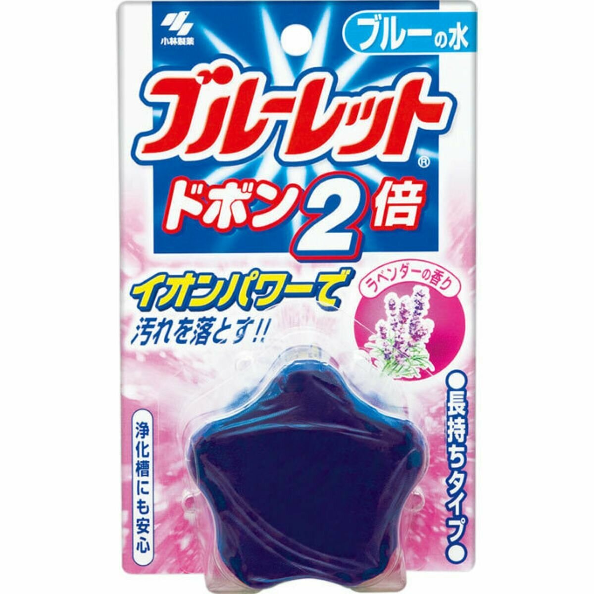Таблетка Kobayashi Bluelet Dobon W для бачка унитаза с эффектом окрашивания воды, Bluelet - лаванда, двойная, 120г