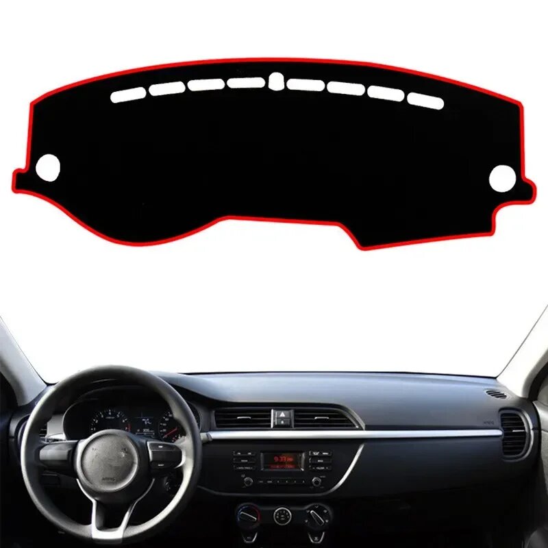 Для России: Коврик-накидка на приборную панель для Kia Rio 4 X-line KX Cross K2 Black(Red Edge), LHD