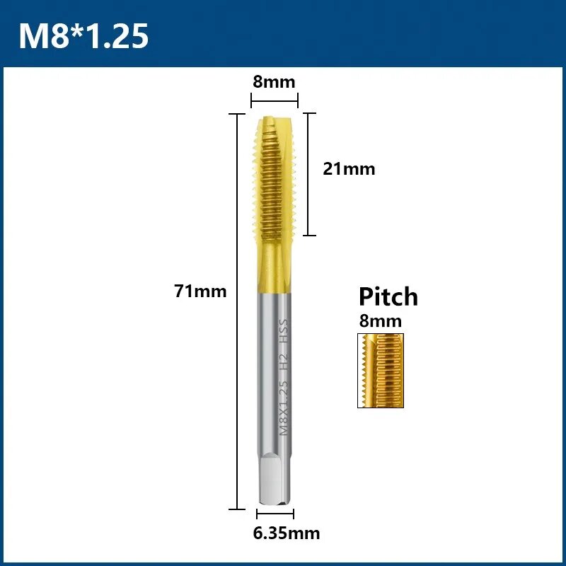 CMCP Резьбовой метчик HSS 6542 M2-M16 M8x1.25