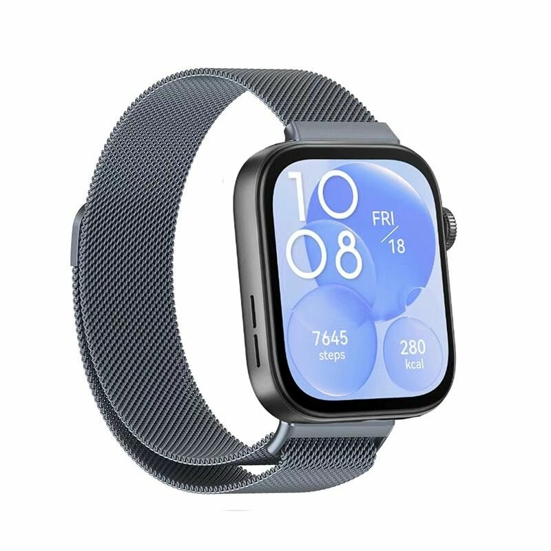 . Миланский сетчатый ремешок браслет MyPads для умных смарт-часов Huawei Watch Fit 4 из нержавеющей стали, с магнитным замком. Серый MyPads
