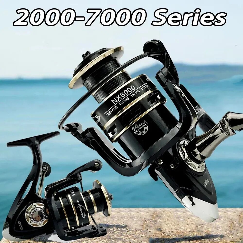 Катушка Ghotda спиннинговая для морской рыбалки 2000-7000 с металлической шпулей и ручкой, джиг, карп, окунь