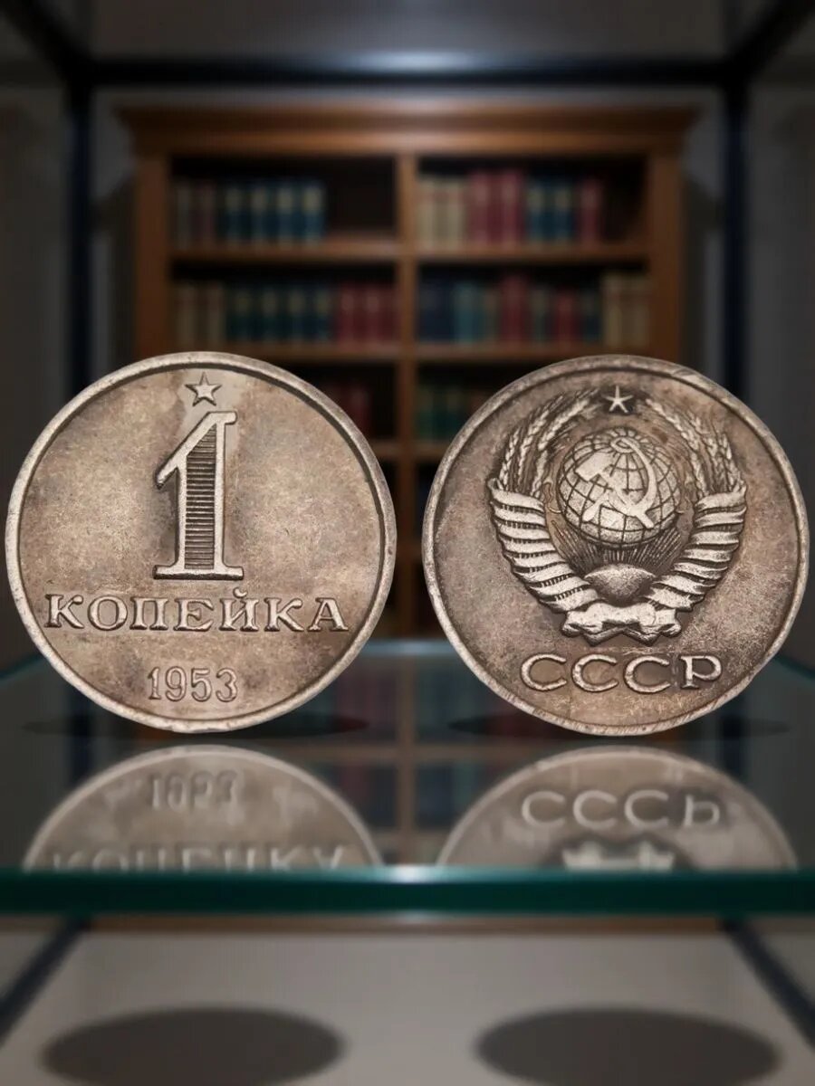 1 копейка 1953 Звезда Герб надпись внизу Копия